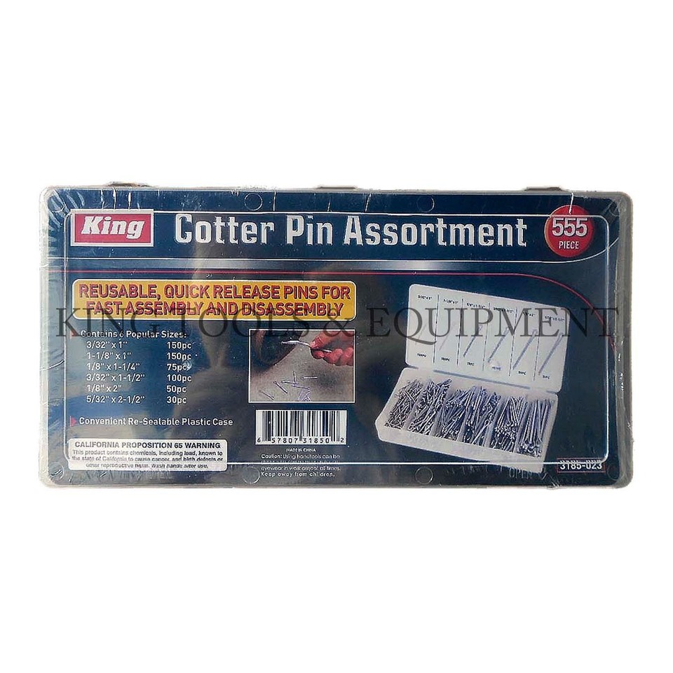 New KING 555pc Cotter Pin Assortment Kit Case Clip Key Fasten Fitting ...
