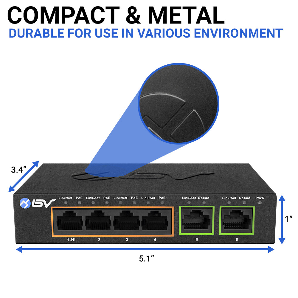 BV-Tech (POESW502G) 4 Port Standalone Ethernet Switch for sale online ...