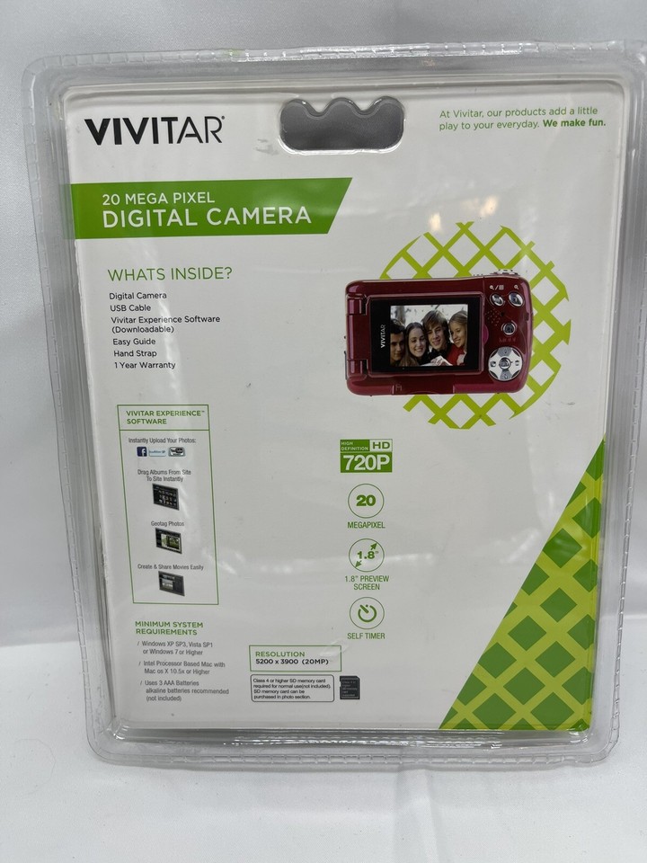 Vivitar ViviCam XX14 20MP HD Digital Camera 4X Digital Zoom Red New | eBay