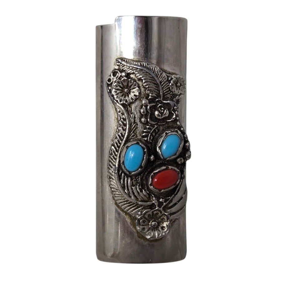 Turquoise Navajo BIC Lighter Cover Case Holder Native American Floral ...