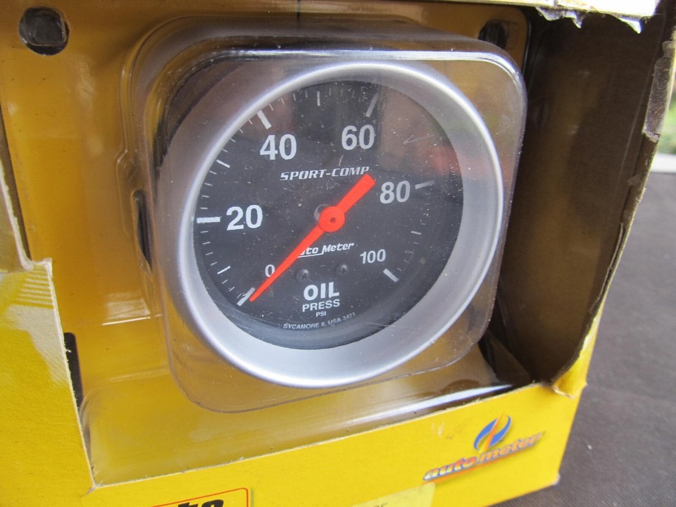 NOS AutoMeter 3421? Sport-Comp Mechanical Oil Pressure Gauge 100 PSI | eBay