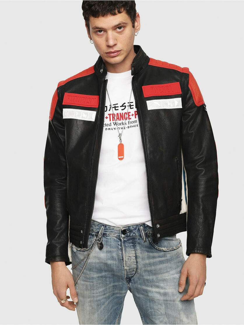 Diesel Men's L Yuja Men's 100% Leather Biker Jacket Size Diesel Men's L Yuja Men's 100% Leather Biker Jacket Size