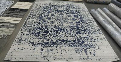 CREAM / NAVY 8' X 10' Stained Rug Reduced Price 1172607398 MAD603D-8 | eBay