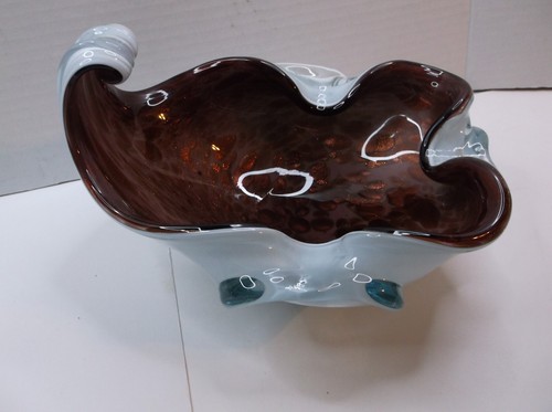 Vintage Murano Glass Art Bowl White with Coper Spots Inside | eBay
