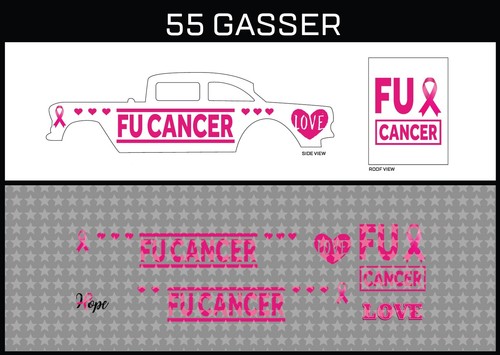 HotWheels(1/64),55Gasser "FU Cancer (Pink)" Waterslide,PrintedWhite ...