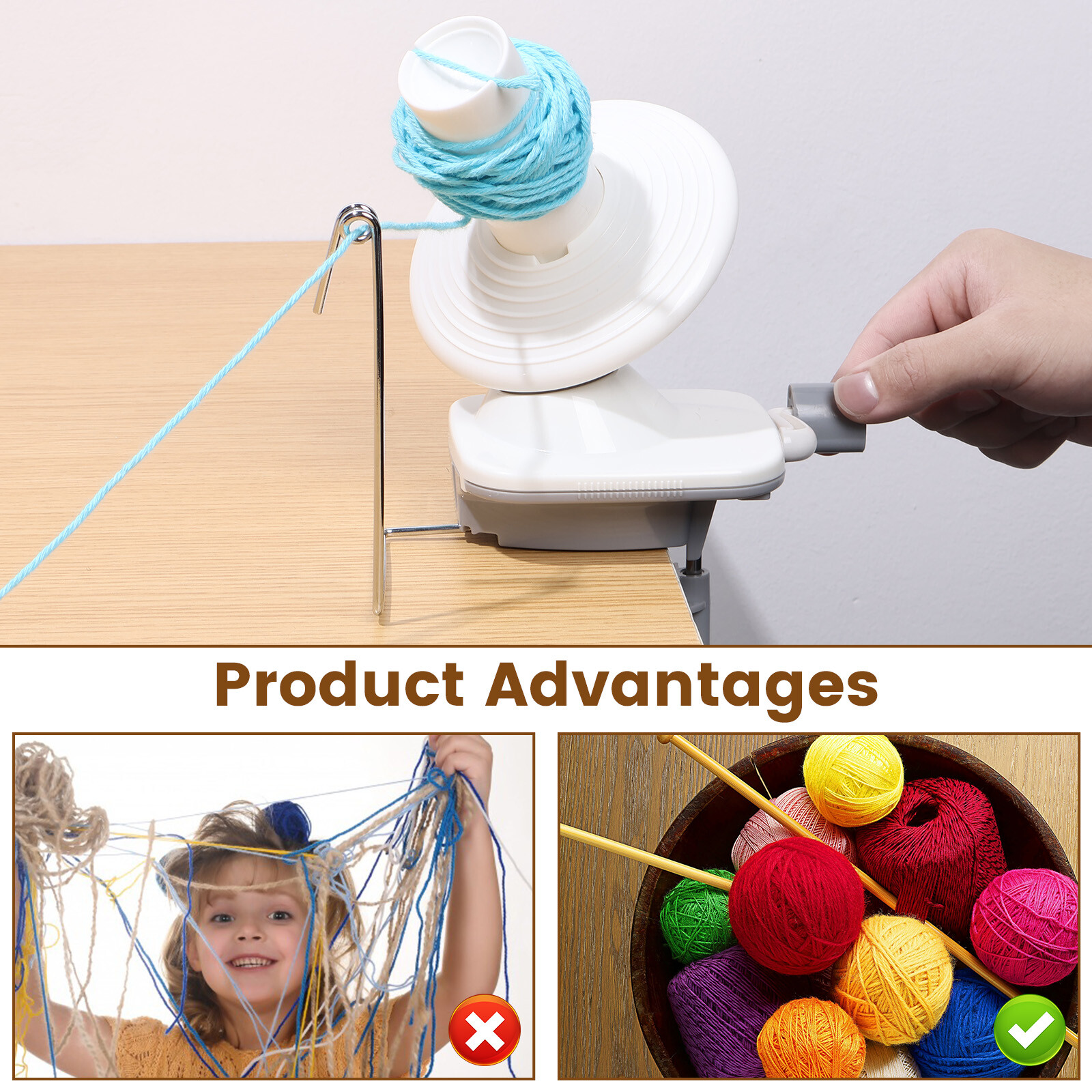 Yarn Winder with Metal Handle Hand Operated Yarn Ball Spinner with cax ...