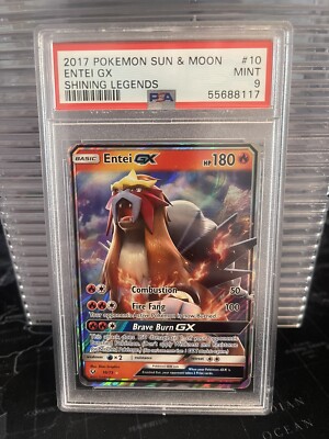Entei GX 10/73 Ultra Rare Shining Legends Pokemon TCG Graded PSA 9 MINT ...