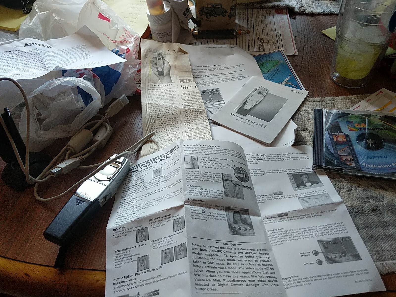 Aiptek VGA PenCam2 Camera Cord Stand CD Install Guide Website ...