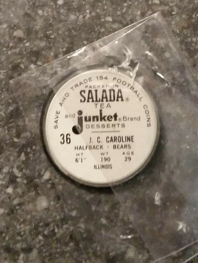 JC CAROLINE Chicago Bears Halfback Salada Coin #36 FREE SHIPPING | eBay