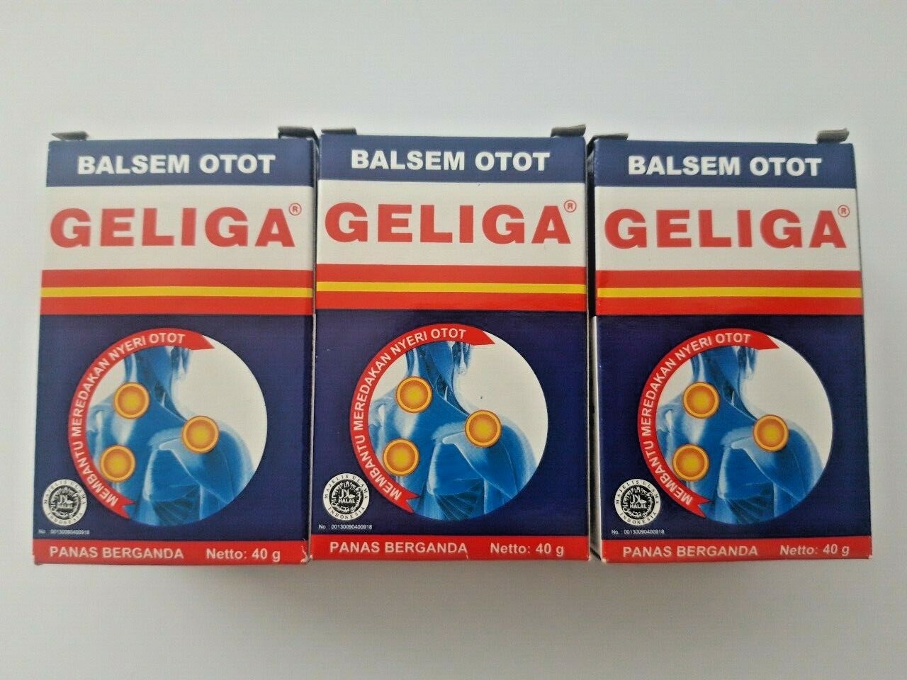 3x Geliga muscular Balm Balsem Otot Geliga 40g Muscle Pain Relief US ...
