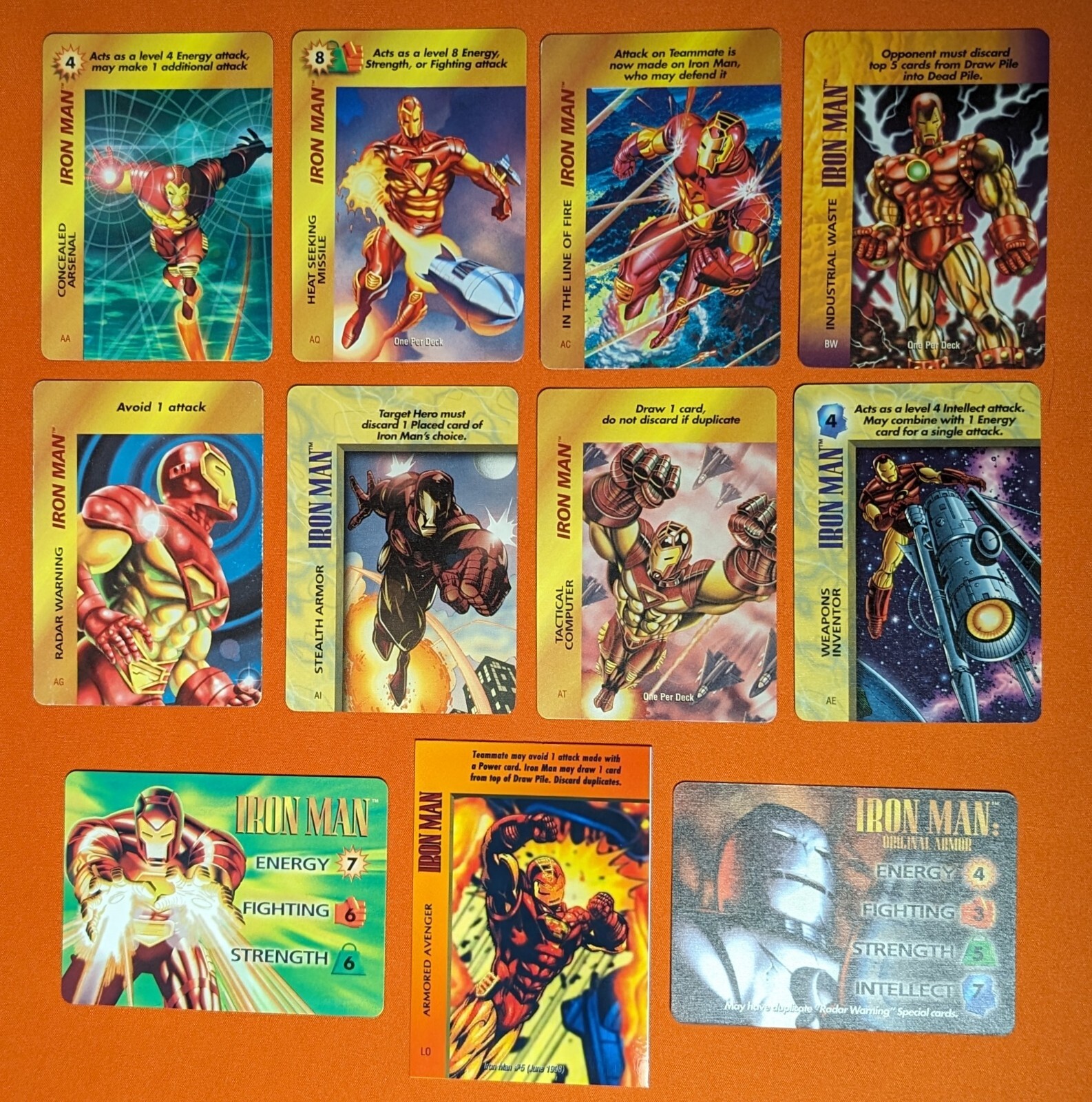 Marvel OVERPOWER Iron Man SET 2 char OP CL 8 specials Industrial Waste ...