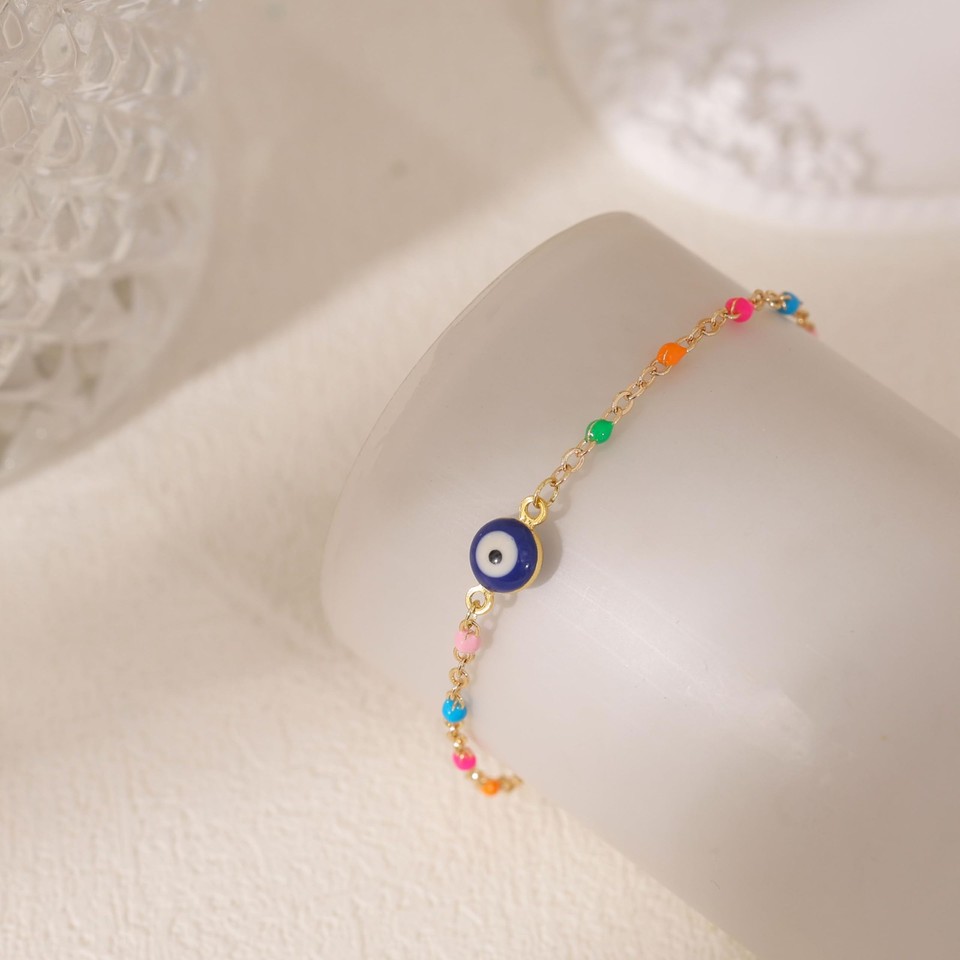 Gold Evil Eye Bracelets, 14k Gold Plated Evil Eye Bracelet Dainty Gold ...