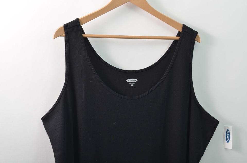 Old Navy First Layer Tank Top Womens 4X Black Ribbed Cotton Blend ...