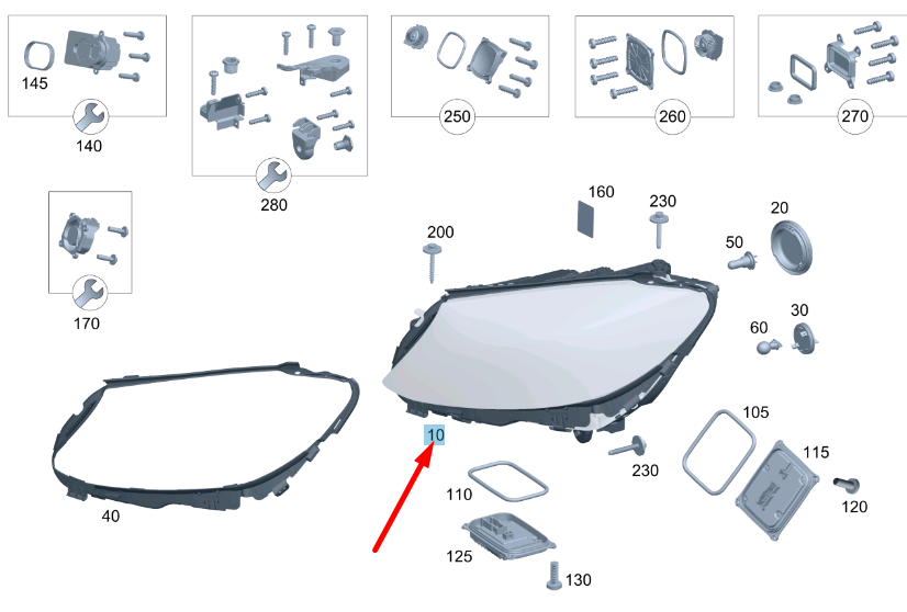MERCEDES-BENZ C W205 Scheinwerfer vorne links LHD USA A2059067102 NEU ...