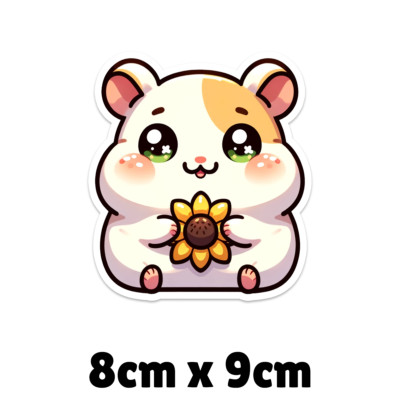 Cute Hamster Holding A Flower Animal Novelty Sticker Decal | eBay Australia