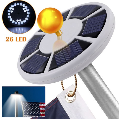 Solar Powered Flag Pole Light 26 LED Auto Active Super Bright ...