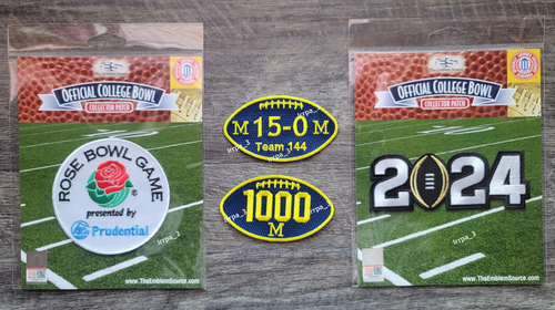 Rose BOWL game Patch + 2024 + 1000 Win Patch + 15-0 Michigan Wolverines ...