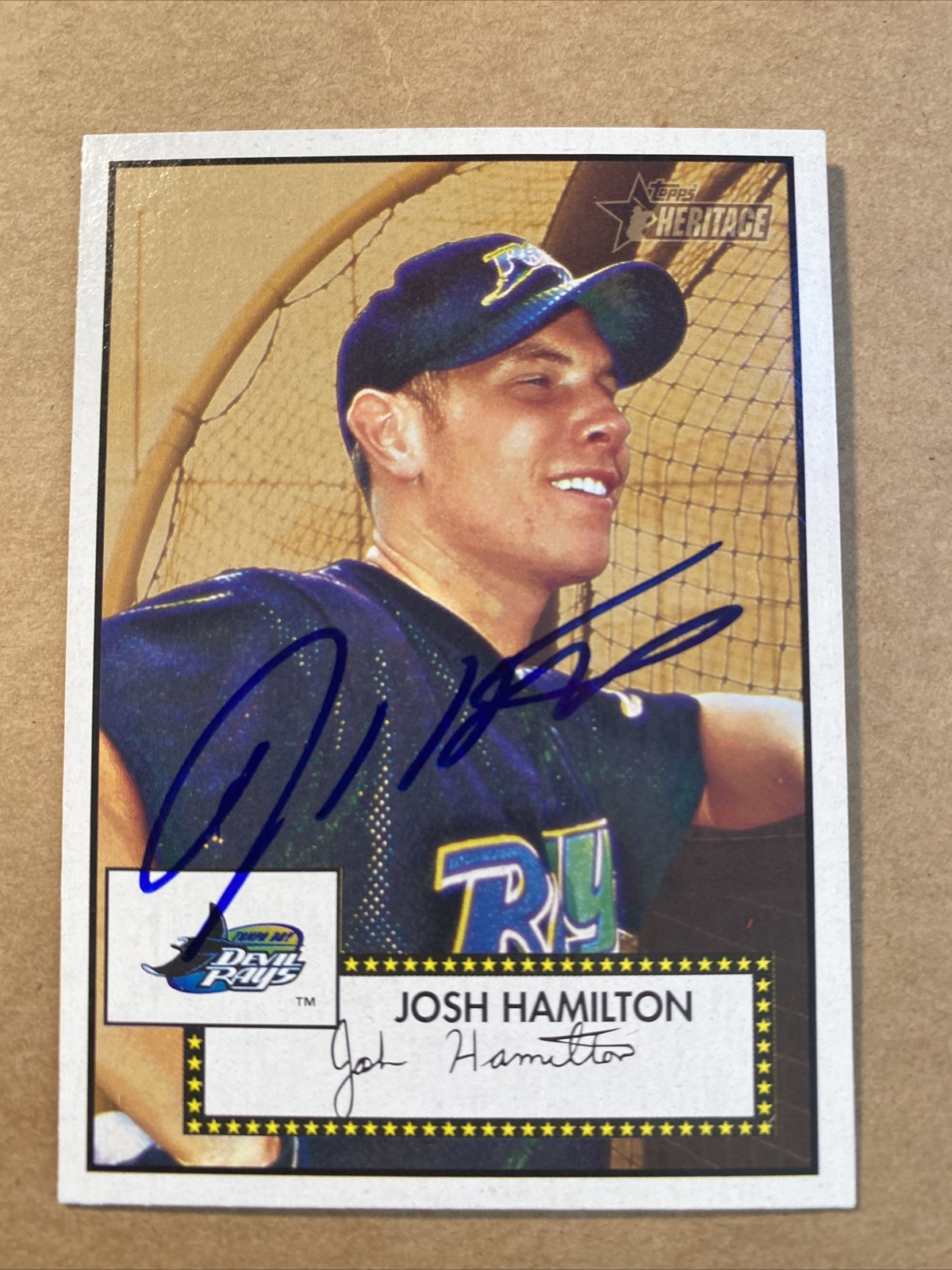 2001 Topps Heritage #91 Josh Hamilton AUTOGRAPHED Card - Tampa Bay Rays ...