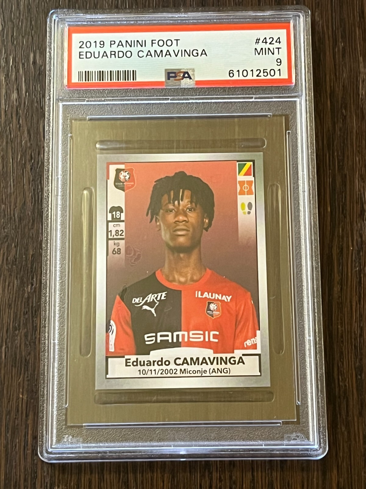 PSA 9 2019-20 Panini Foot Eduardo Camavinga RC ROOKIE Sticker #424 | eBay