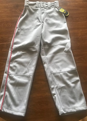 New Wilson Style WTA4232 Baseball Pants, Gray With Red Piping, Youth ...