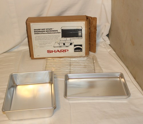 VTG SHARP HOT STUFF Browning Microwave Over 3 PC Bakeware Set Mirro w ...
