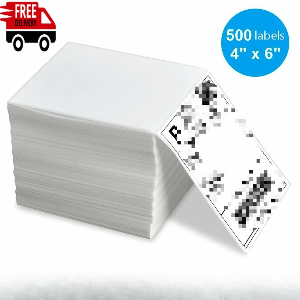 500 Pack 4x6 Inch Direct Thermal Shipping Labels Blank for Zebra Rollo ...
