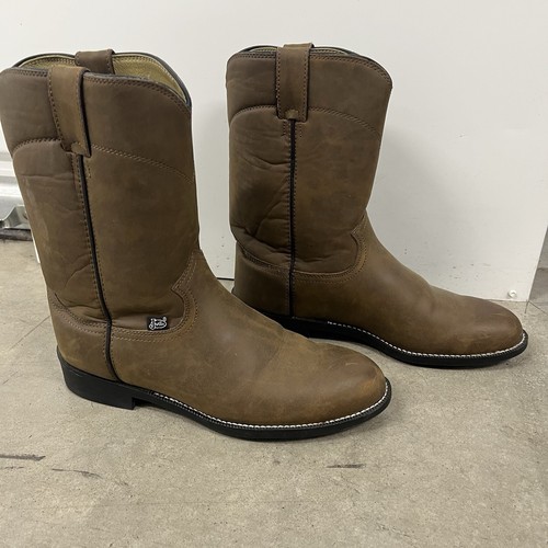 Justin Boots Temple Round Toe Cowboy Mens Size 9EE Brown Casual Boots ...