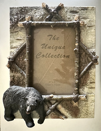 The Unique Collection Bear Picture Frame 3D Outdoor Camping Decor 4x6 ...