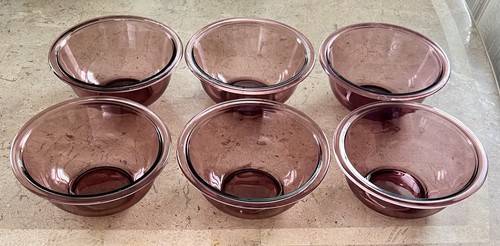 Lot Of 6 - Pyrex Corning 322 Cranberry 1L Glass Mixing Bowl Cookware ...