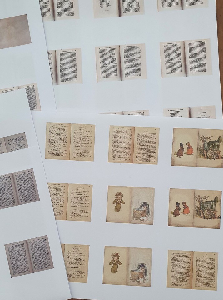 Miniature Antique Book Covers Pages Kit 4 Dolls House Diorama Library ...