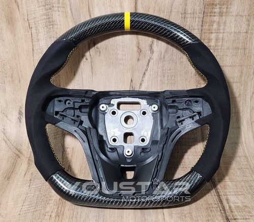 YELLOW LINE GENUINE CARBON Alcantara Steering Wheel for Chevrolet ...