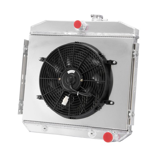 3 CORE Radiator Shroud Fan Fit 1955-1957 Chevy Bel Air/Nomad/Del Ray L6 ...
