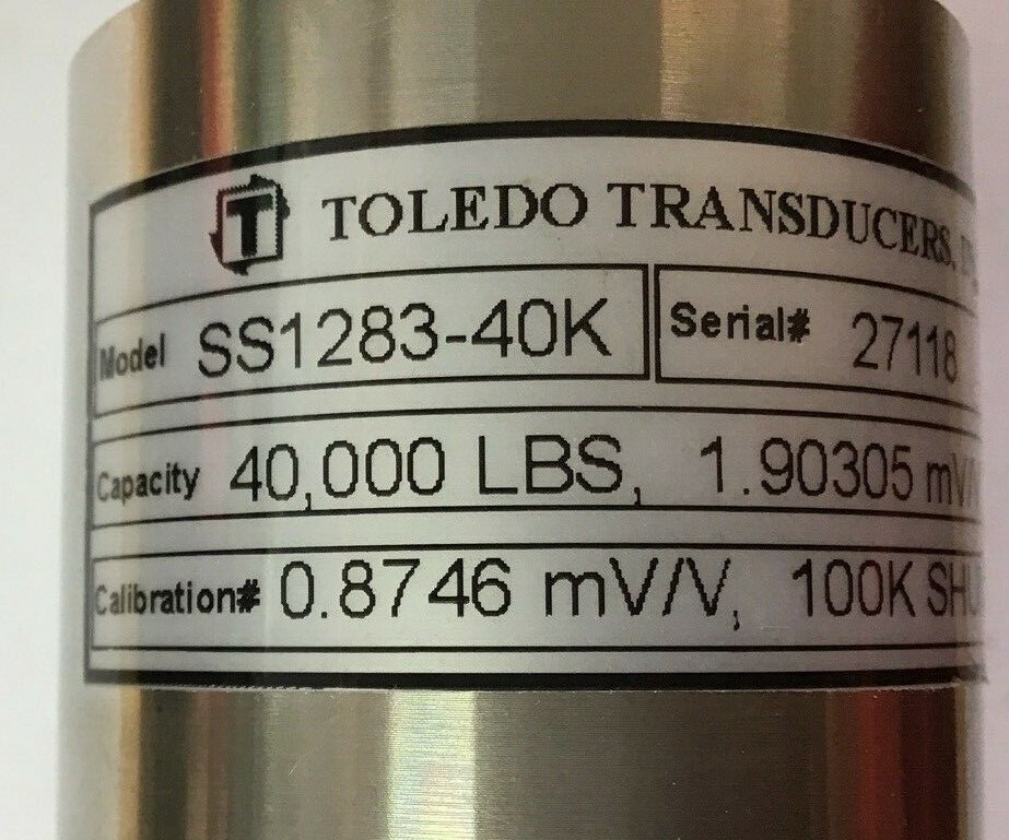 TOLEDO TRANSDUCERS SS1283-40K 40,000LBS CAPACITY 100K SHUNT | eBay