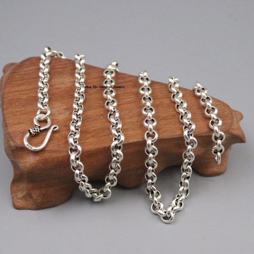 Pure S925 Sterling Silver Chain Men Women 4mm Cable Link Necklace 12 ...