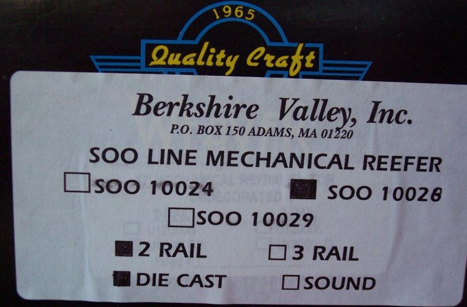 WEAVER O SCALE ULTRA LINE SOO LINE 57' MECHANICAL REEFER 2 RAIL NOS | eBay