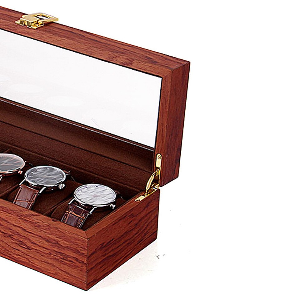 6 Slots 6 Watch Wooden Watch Display Box Jewelry Organizer Case ...