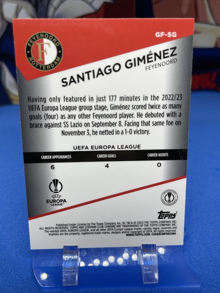 2022-23 Stadium Club Chrome UEFA #GF-SG Santiago Gimenez RC Goal Force⚽ ...