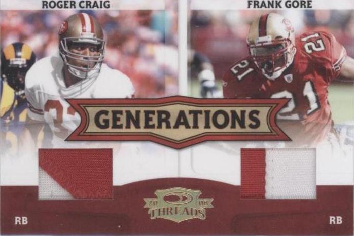 2008 Donruss Threads - Generations Frank Gore, Roger Craig #G-5 ...
