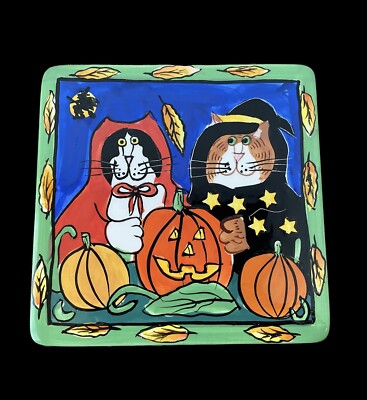 CATZILLA HALLOWEEN CATS CERAMIC TRIVET TILE 6 x 6 - EXCELLENT! | eBay