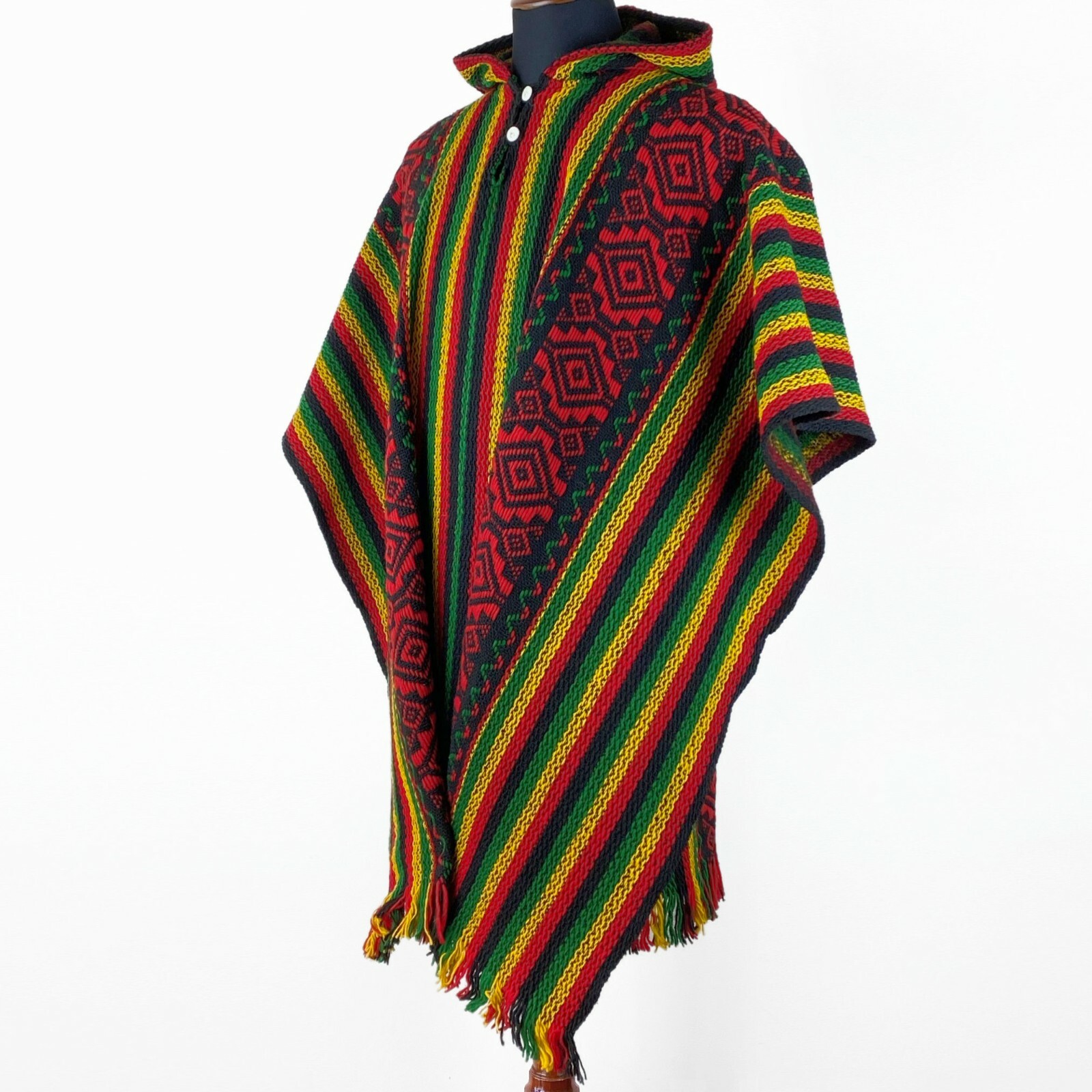 Llama Wool Mens Unisex South American Poncho Cape Coat Jacket rasta ...