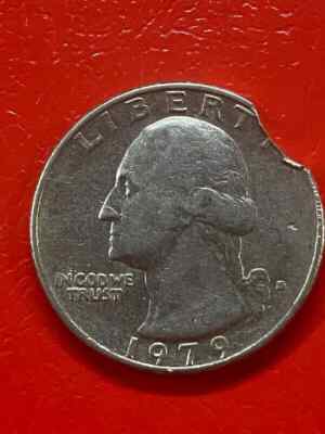 1979 D Washing Quarter Clipped Planchet DEFECTIVE COIN*, Filled in Mint ...