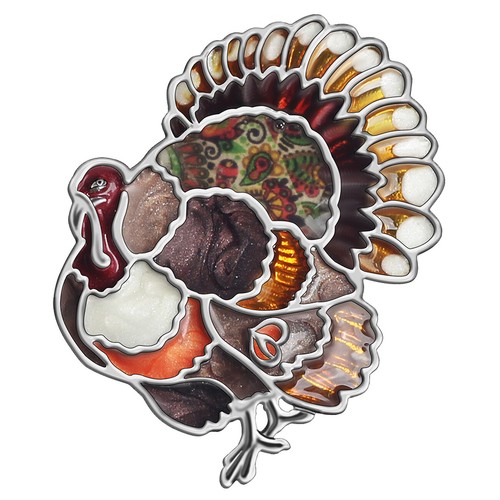 Thanksgiving Enamel Alloy Cute Turkey Chicken Brooches Collar Pins ...