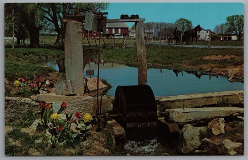 Greetings from Pennsylvania Dutch Amish Country Water Wheel Pump c1964 ...