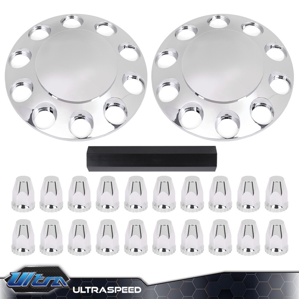 Front Wheel Hub Caps Center Hub Axle Covers Kit Fit For 22.5" and 24.5 ...