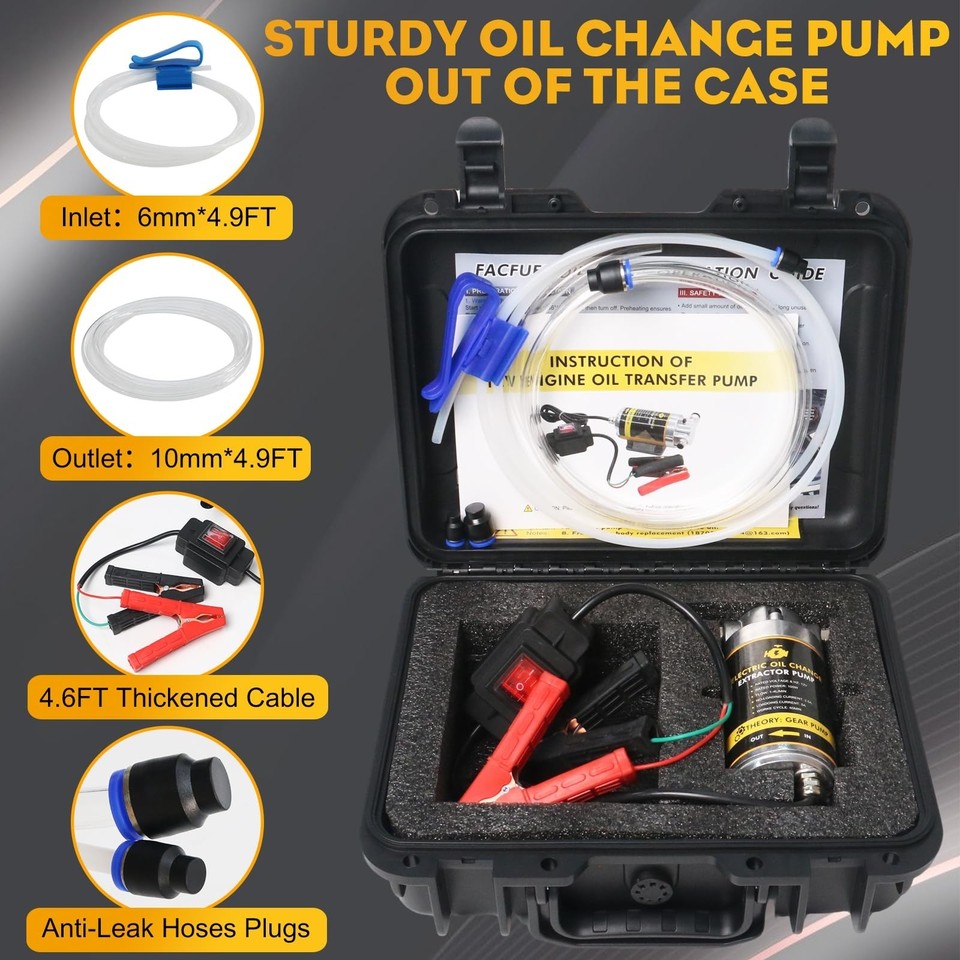 Engine Oil Change Pump, Electric Oil Extractor Pump 12/24V ...