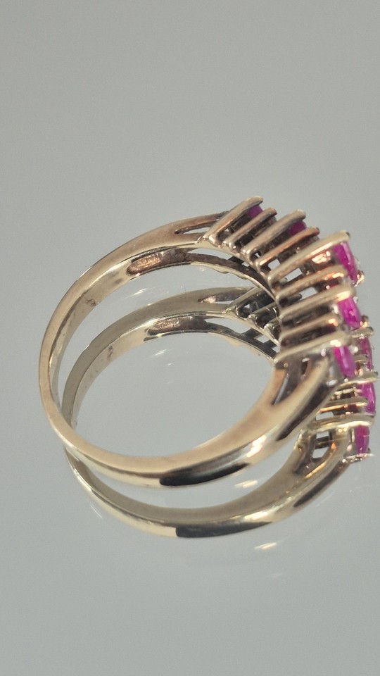 10k Solid Gold Diamond & Ruby Ring Jewelry 9 Stones. Size 8 | eBay