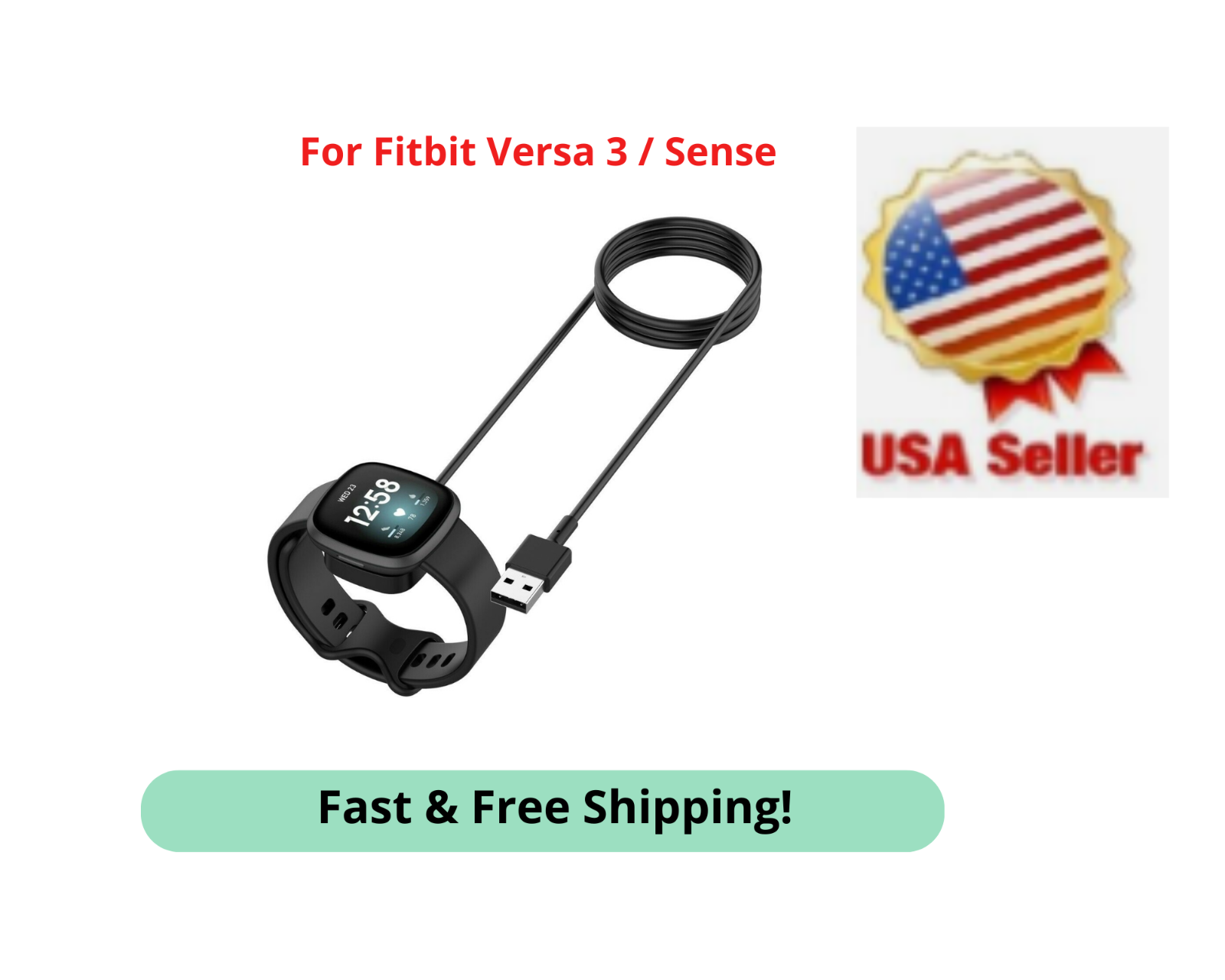 Genuine Charger Cable OEM Fitbit Sense/Versa 3 Charging Cable Fast ...