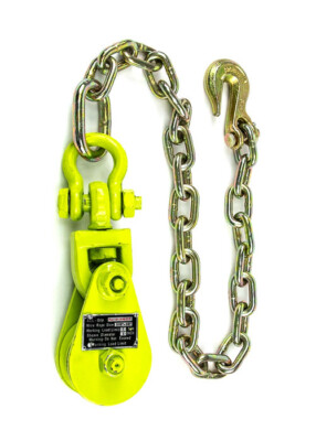 2T HI-Viz YELLOW Snatch Block w/ Chain flatbed tow truck rollback car ...