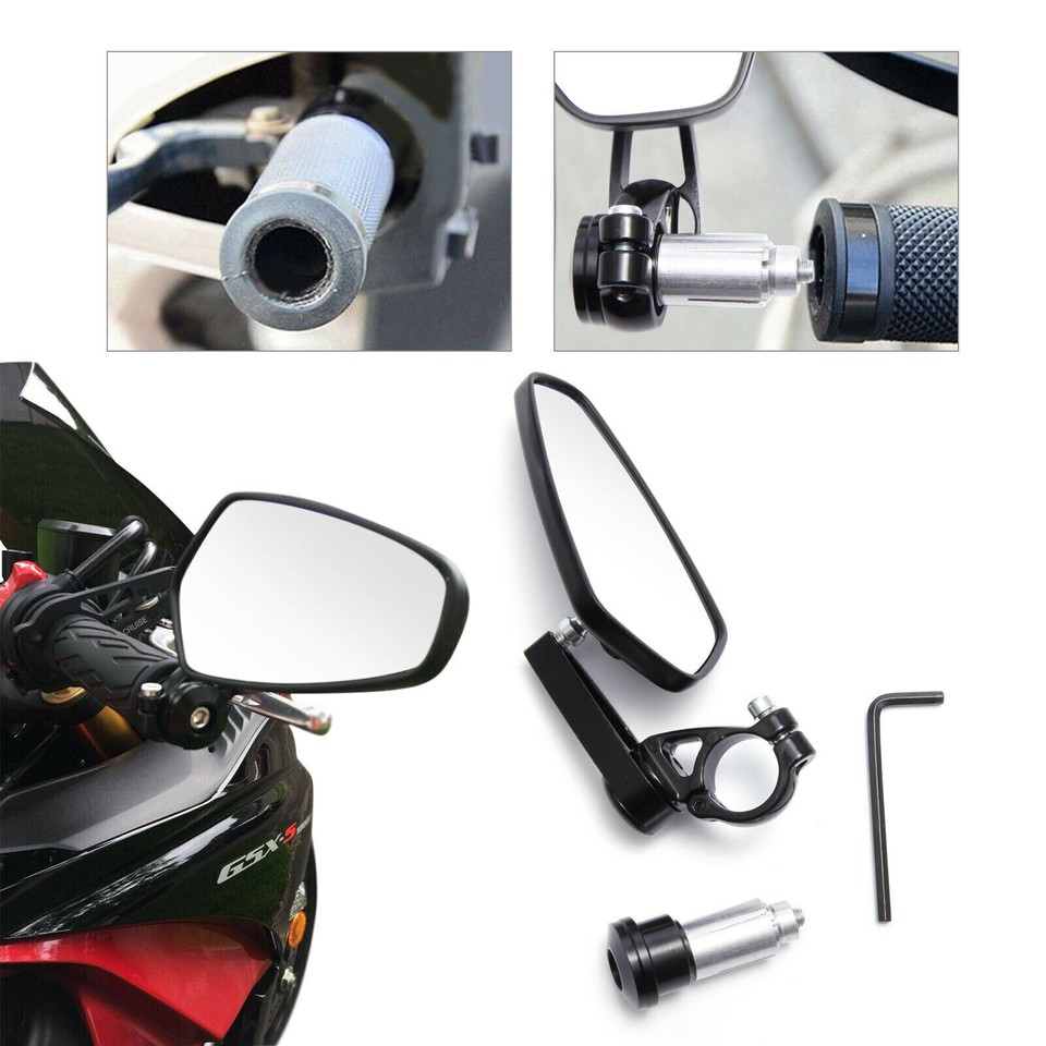 Universal Motorcycle Handle Bar End Mirrors CNC Aluminum Cafe Racer ...