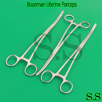 3 Bozeman Uterine Dressing Forceps, Double Curved 10'' GYN Surgical ...